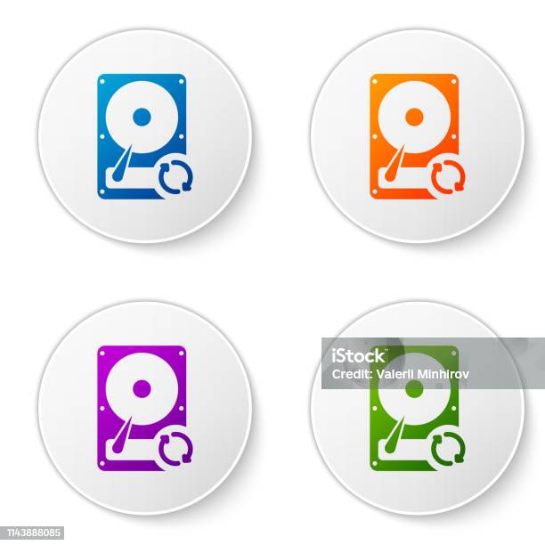 Color Hard Disk Drive Sync Refresh Icoon Geïsoleerd Op Witte