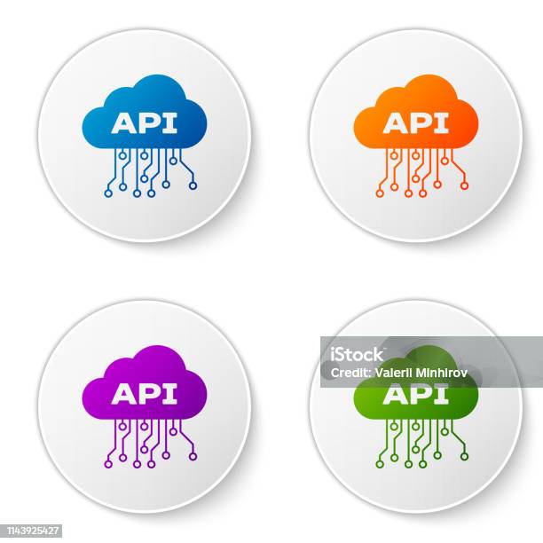 Icône Dinterface Api Color Cloud Isolée Sur Fond Blanc Technologie