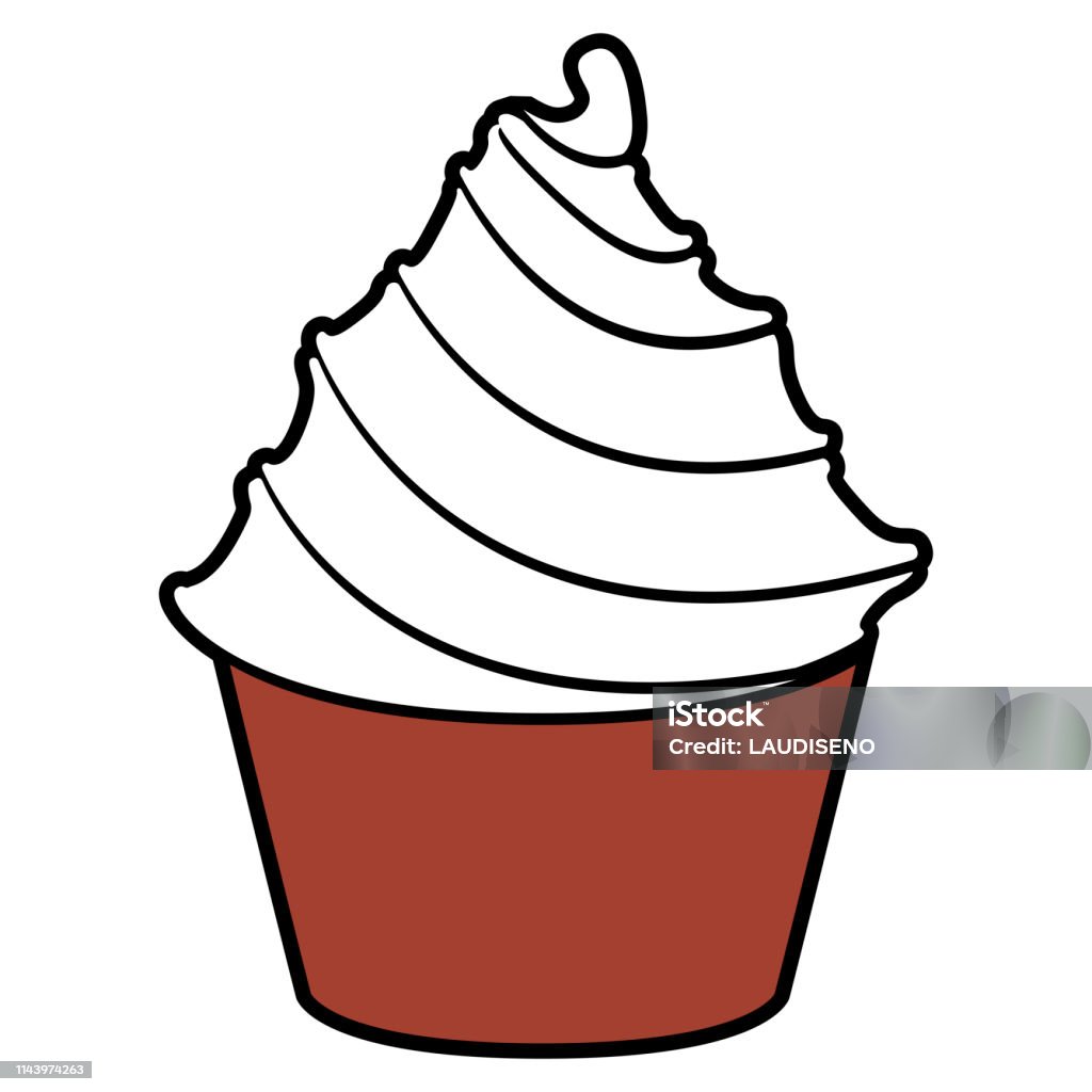 Sweet Cupcake With Cream Stock Illustration Download Image Now Baked Baked Pastry Item