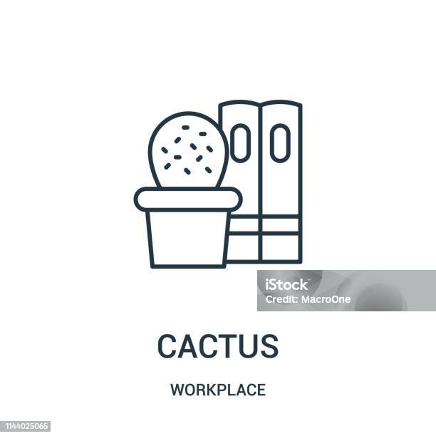 Vetores De Vetor Do Ícone Do Cacto Da Coleção Do Workplace Linha Fina