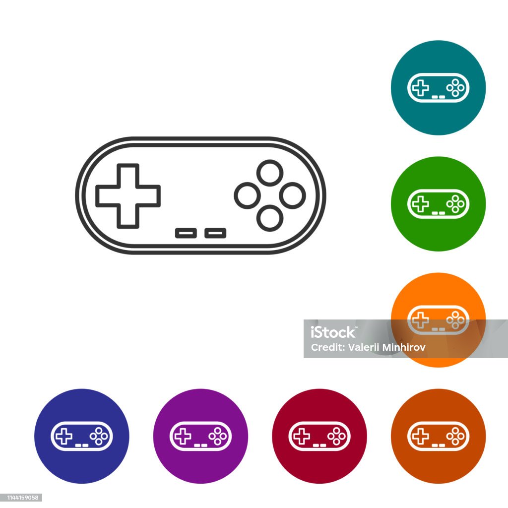 Vetores De Ícone Cinzento Da Linha Do Gamepad Isolado No Fundo Branco