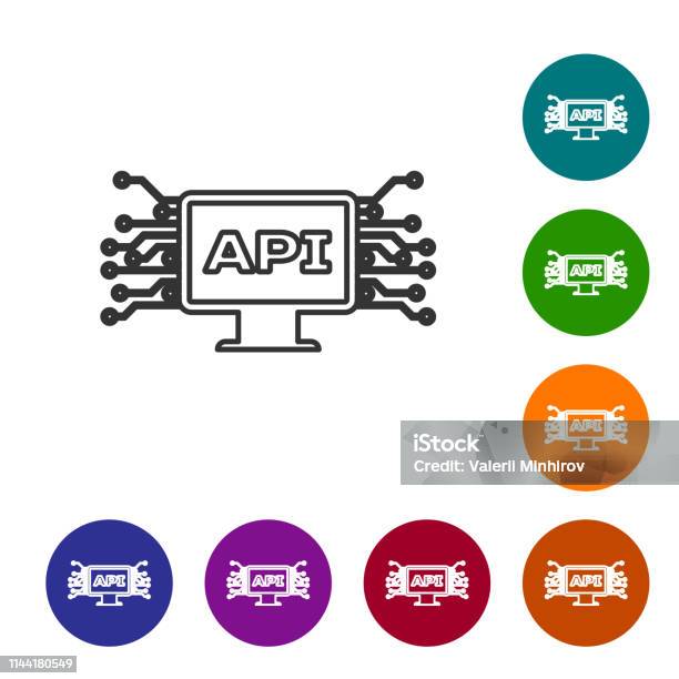 Grey Computer Api Interface Line Icon On White Background Application Programming Interface Api