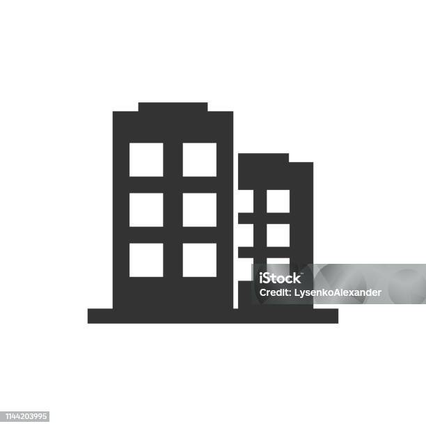 Icône De Signe De Bâtiment De Bureau Dans Le Modèle Plat Illustration