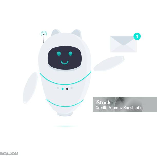 Robot Chat Chatbot Icône Signe Style Plat Design Vecteur Illustration