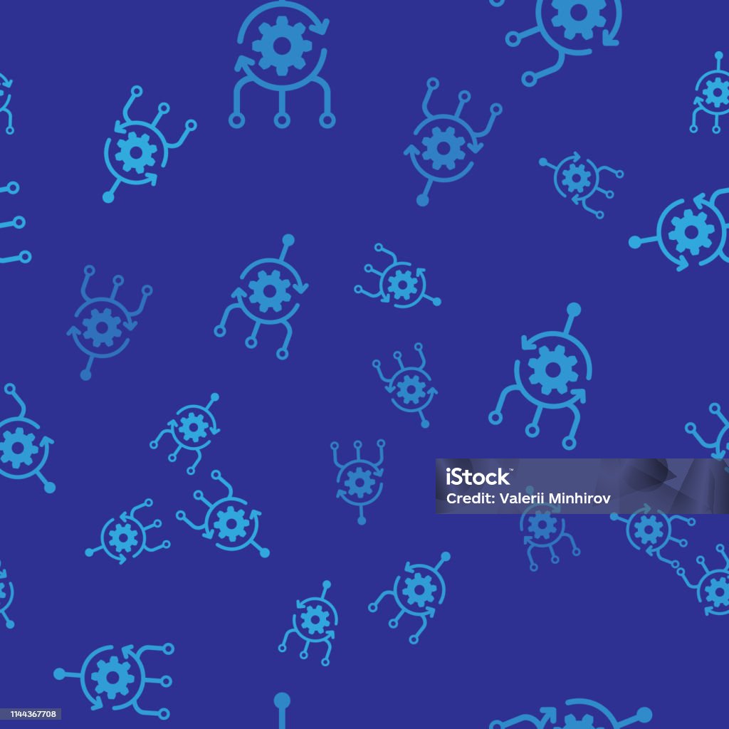 Blue Algorithm Icon Isolated Seamless Pattern On Blue Background Algorithm Symbol Design From