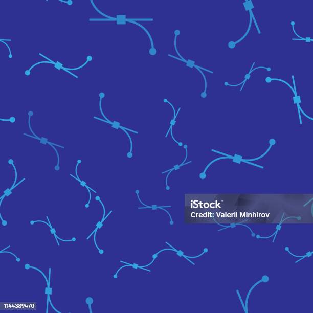 Icône De Courbe De Bézier Bleu Isolé Motif Sans Soudure Sur Fond Bleu