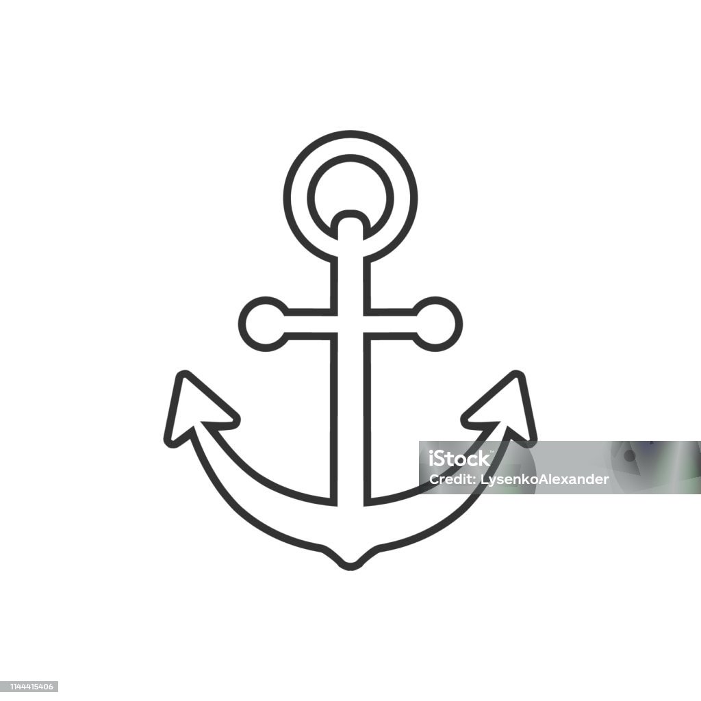 Icône De Signe Dancre De Bateau Dans Le Style Plat Illustration