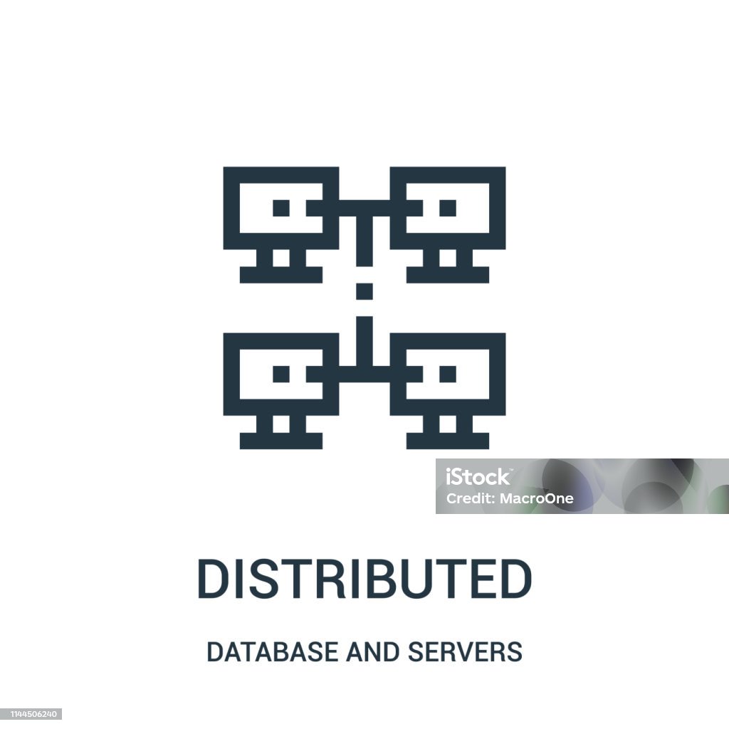 Distributed Icon Vector From Database And Servers Collection Thin Line Distributed Outline Icon