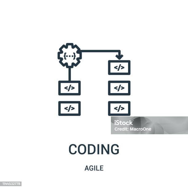 Coding Icon Vector From Agile Collection Thin Line Coding Outline Icon Vector Illustration Stock