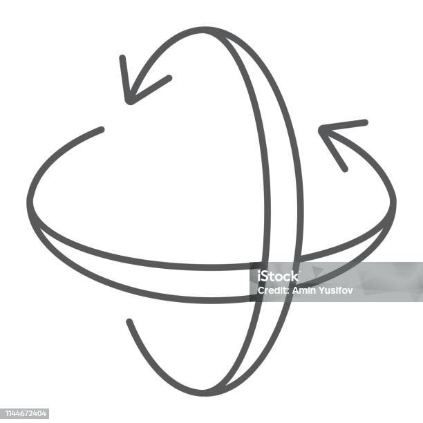 Rotation Axis Thin Line Icon Pivot And View Rotate Sign Vector Graphics A Linear Pattern On A