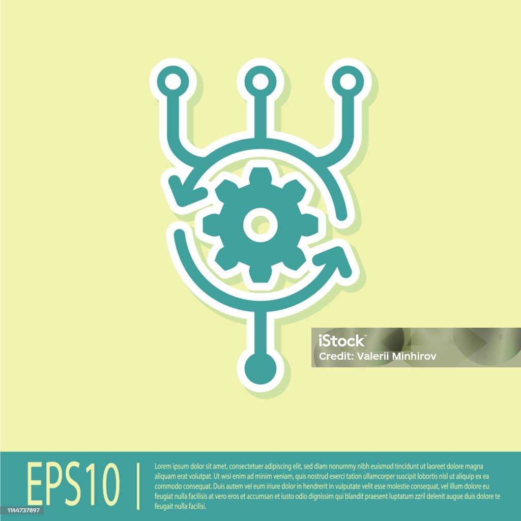Green Algorithm Icon Isolated On Yellow Background Algorithm Symbol Design From Artificial