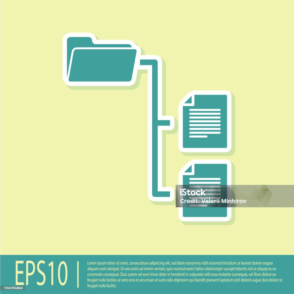 Green Folder Tree Icon Isolated On Yellow Background Computer Network File Folder Organization
