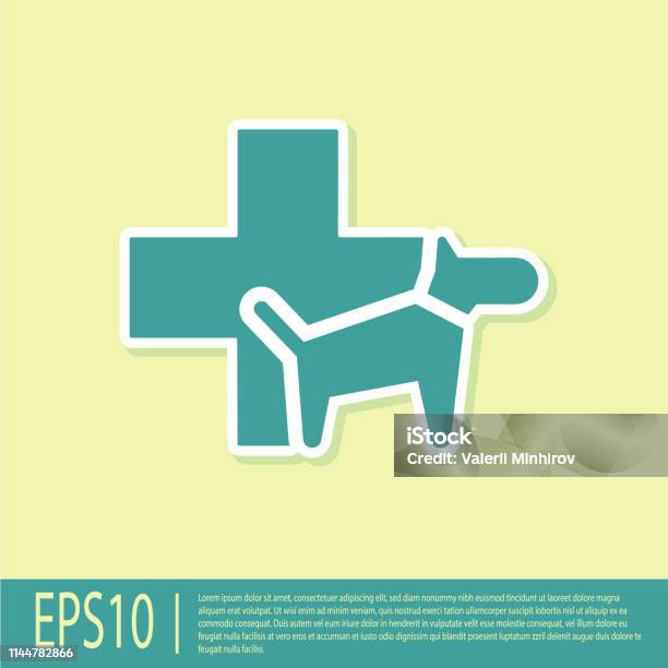 Icône Verte De Symbole De Clinique Vétérinaire Disolement Sur Le Fond