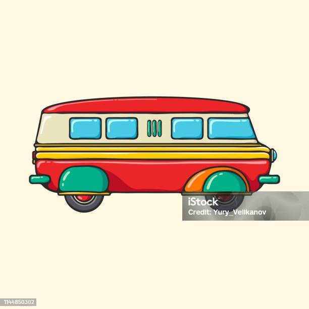 Ilustrasi Gaya Seni Pop Minivan Retro Yang Digambar Dengan Tangan ... Ilustrasi Gaya Seni Pop Minivan Retro Yang Digambar Dengan Tangan ...