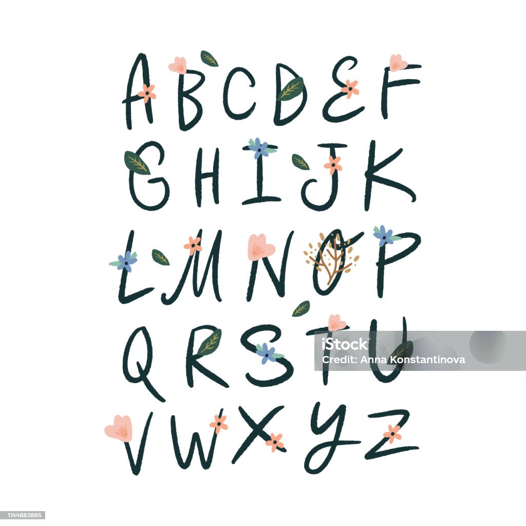 Handgezeichnete Florale Alphabetbuchstaben Vektorclipkunst Stock Vektor ... Handgezeichnete Florale Alphabetbuchstaben Vektorclipkunst Stock Vektor ...