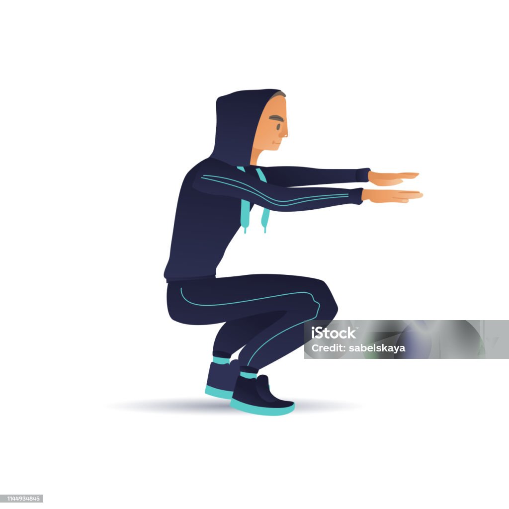 Vector Sketch Man Sportsman Squat Doing Exercise Stock Illustration ... Vector Sketch Man Sportsman Squat Doing Exercise Stock Illustration ...