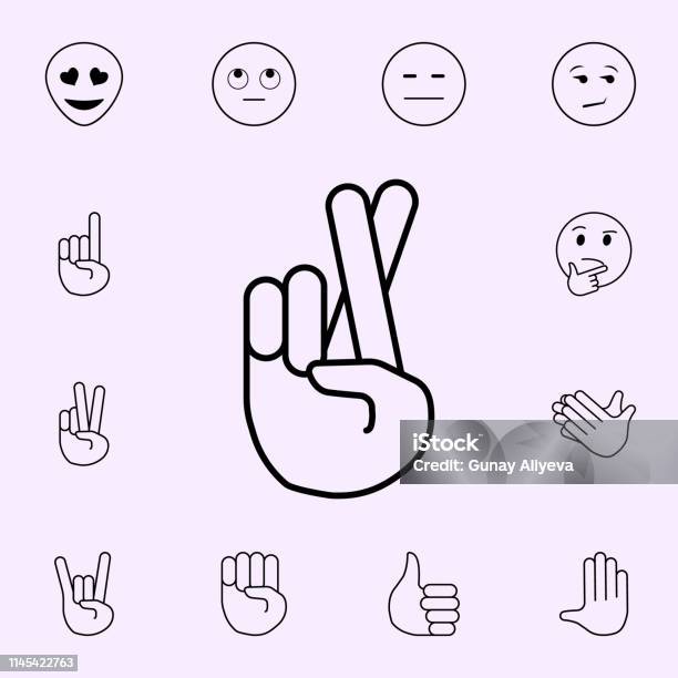 Pour Croiser Licône Des Doigts Emoji Icônes Ensemble Universel Pour Le