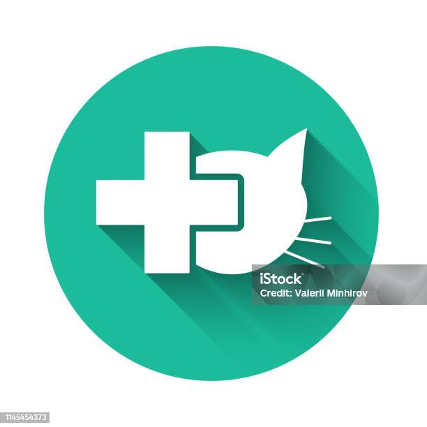 Icône Blanche De Symbole De Clinique Vétérinaire Isolée Avec Lombre