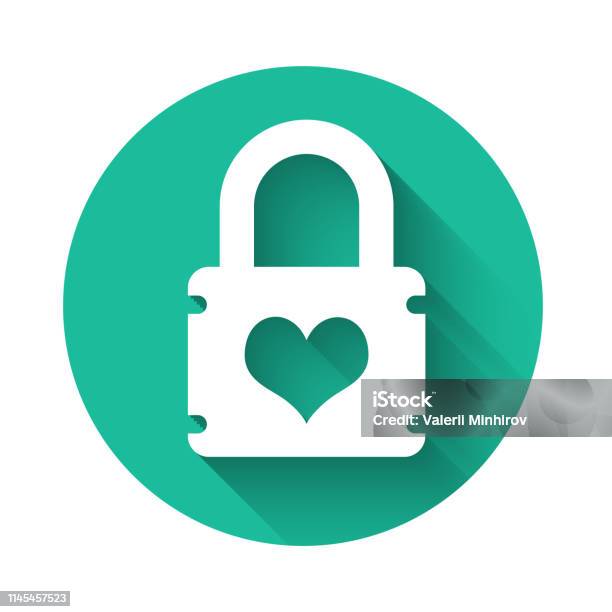 Cadenas Blanc Avec Icône De Coeur Isolé Avec Une Longue Ombre Coeur