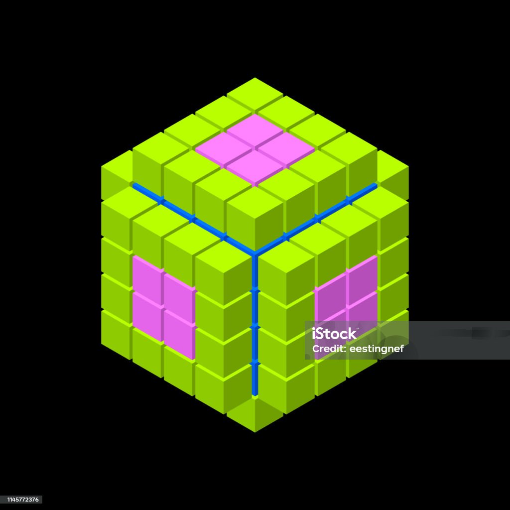 Abstract 3d Cube From Cubes Vector Illustration Isometric Projection Stock Illustration