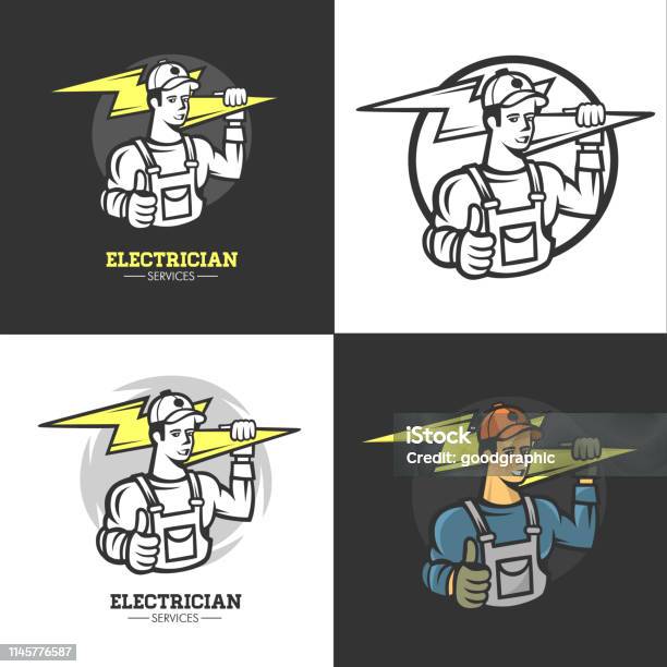 Ilustrasi Ikon Maskot Payudara Seorang Power Lineman Atau Tukang
