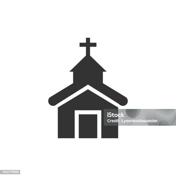 Ikon Gereja Dengan Gaya Datar Ilustrasi Vektor Kapel Pada Latar