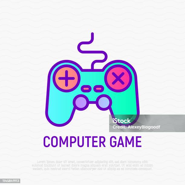 Ikon Garis Tipis Gamepad Simbol Permainan Komputer Ilustrasi Vektor