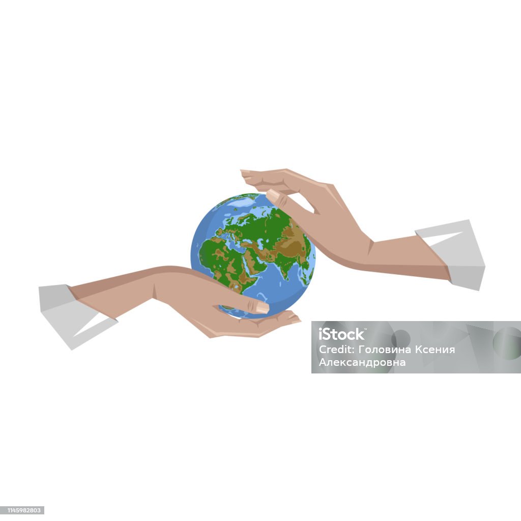 Hands Holding Globe Earth Save The Planet Concept Stock Illustration