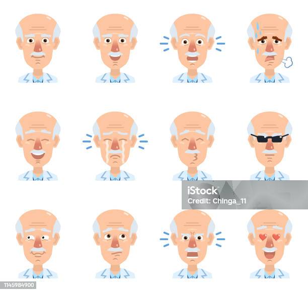Ensemble De Vieux Émoticônes Professeur Avatars Joyeux Professeur