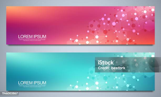 Spanduk Desain Template Dengan Struktur Molekul Dan Jaringan Saraf