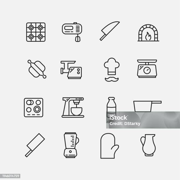 Collection Simple Dicônes De Ligne Liées À La Cuisson Vecteurs Libres