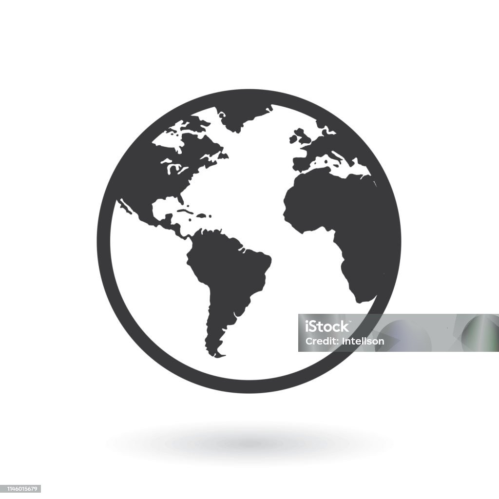 Earth Icon Globe Icon World Icon Flat Style Stock Vector Stock