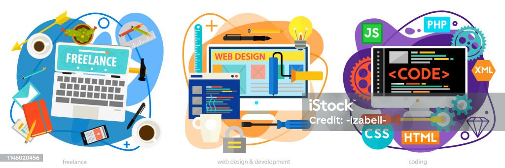 Programming Development Analytics And Coding Concept Banners Stock ... Programming Development Analytics And Coding Concept Banners Stock ...