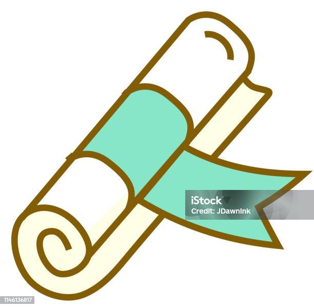 Léducation Sur Le Thème De Lobtention Du Diplôme Roulé Icône En Ligne