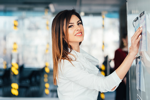Marketing Presentation Business Woman Coach Stats Stock Photo ... Marketing Presentation Business Woman Coach Stats Stock Photo ...