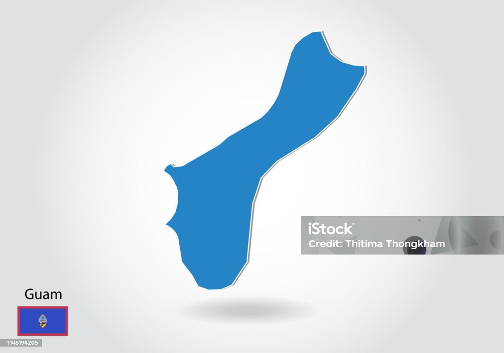 Conception De Carte De Guam Avec Le Style 3d Carte De Guam Bleu Et