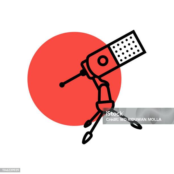 Microphone Icon Vector Fill Outline Stock Illustration Download Image