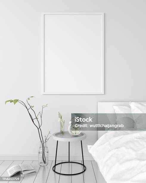 Bingkai Foto Kosong Untuk Mockup Di Dinding Rendering 3d Foto Stok