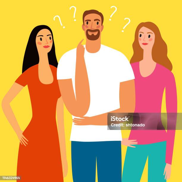 Love Triangle And Relationship Issues Illustration Stock Illustration