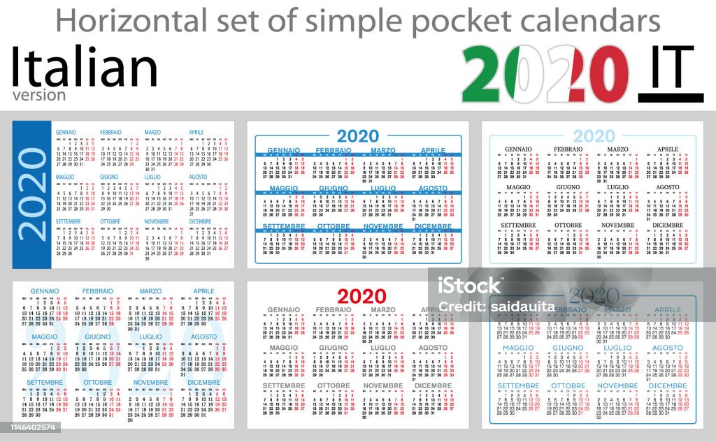 Ilustración de Calendarios De Bolsillo Horizontales Italianos 2020 y ... Ilustración de Calendarios De Bolsillo Horizontales Italianos 2020 y ...