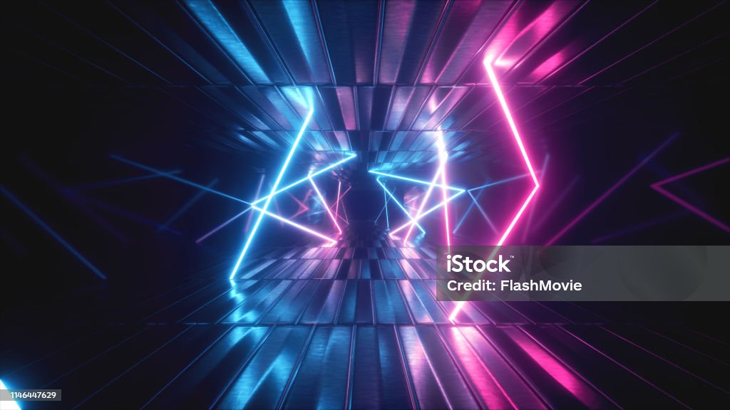 3d Illustration Abstract Metallic Texture Virtual Reality Tunnel