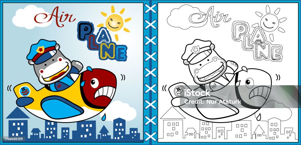 Vecteur Davion Drôle Avec Le Dessin Animé De Pilote Lourd La Page De