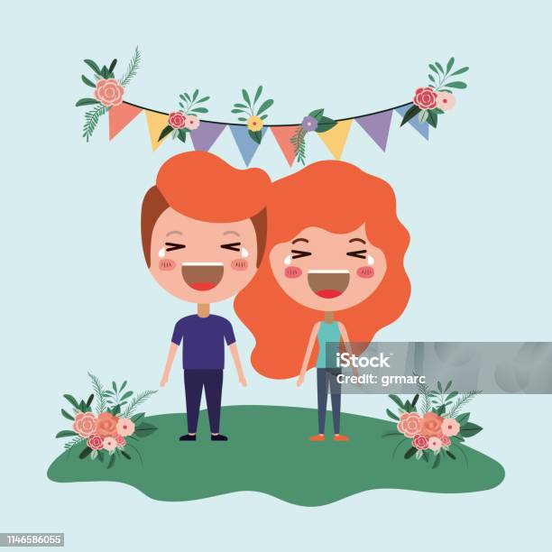 Carte Dinvitation De Mariage Avec Des Personnages De Couple Vecteurs