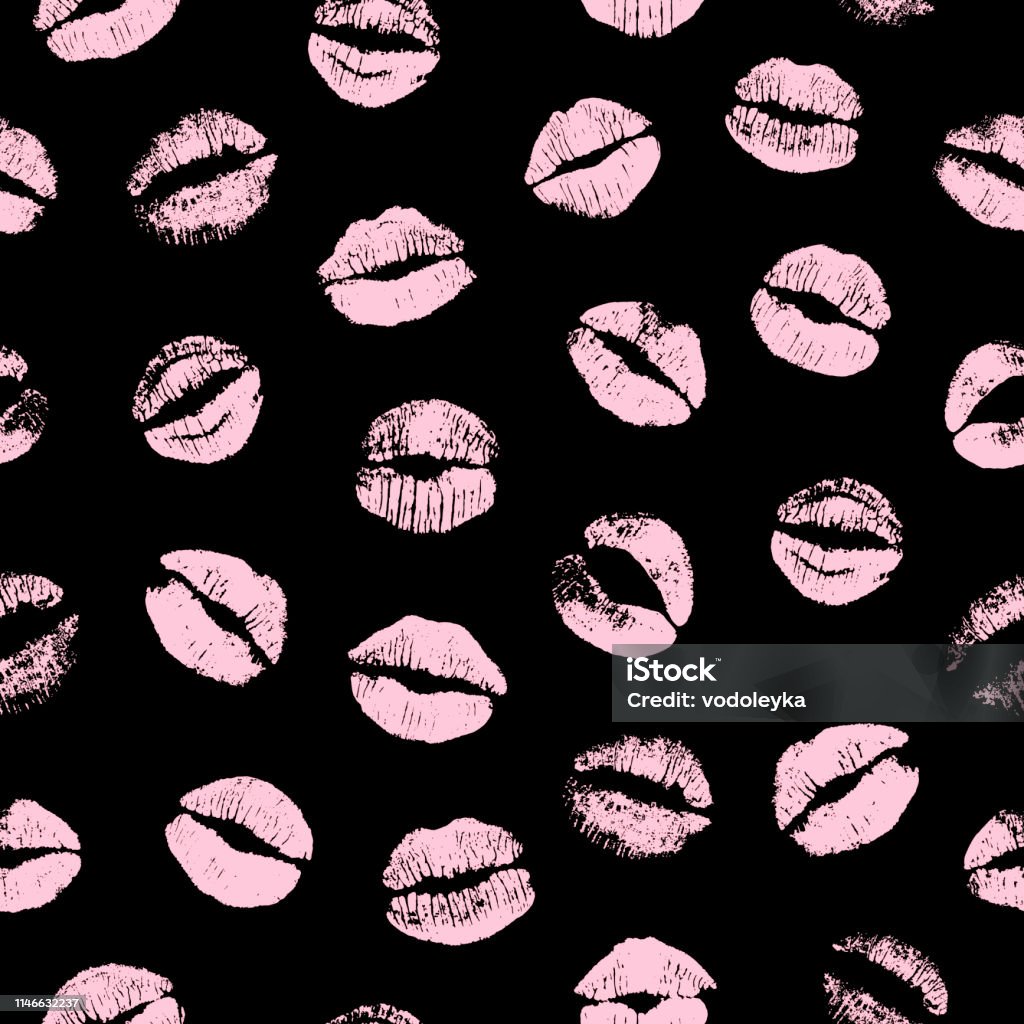Seamless Pattern Of Lip Prints Stock Illustration Download Image Now