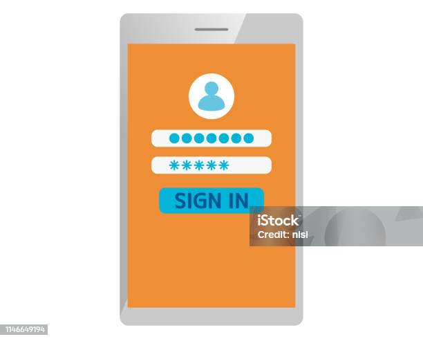 Kata Sandi Di Layar Smartphone Membuka Kunci Ponsel Masukkan Konsep