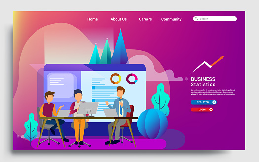 Templat Halaman Arahan Pemasaran Digital Konsep Desain Datar Modern