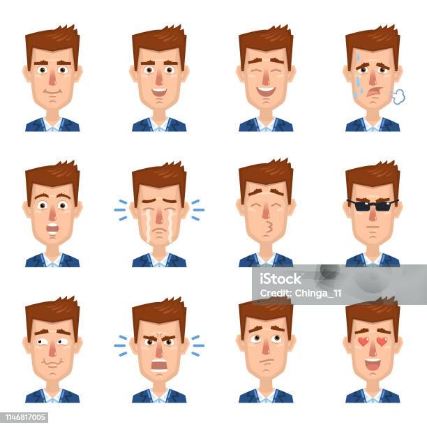 Un Grande Gruppo Di Emoticon Uomo Daffari Avatar Uomo Che Mostrano ... Un Grande Gruppo Di Emoticon Uomo Daffari Avatar Uomo Che Mostrano ...