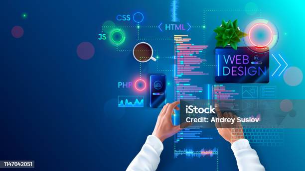 Web Design Coding Internet Page Development Designer Develops Site Layout In Programming