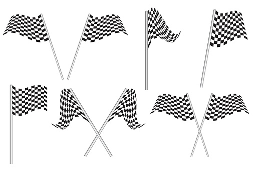 Race Flags Vector Illustration Isolated On White Background Auto Racing
