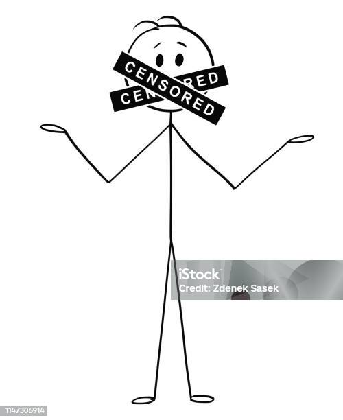 Dessin Animé De Lhomme Parlant Avec La Barre Censurée Ou Le Signe